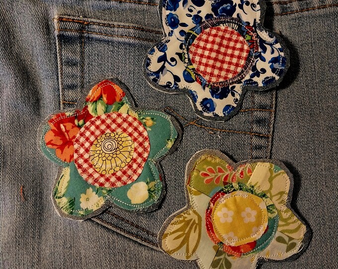 Jean Patch. Retro Flower Power Denim Repair. Iron on or Sew On. BOHO ...