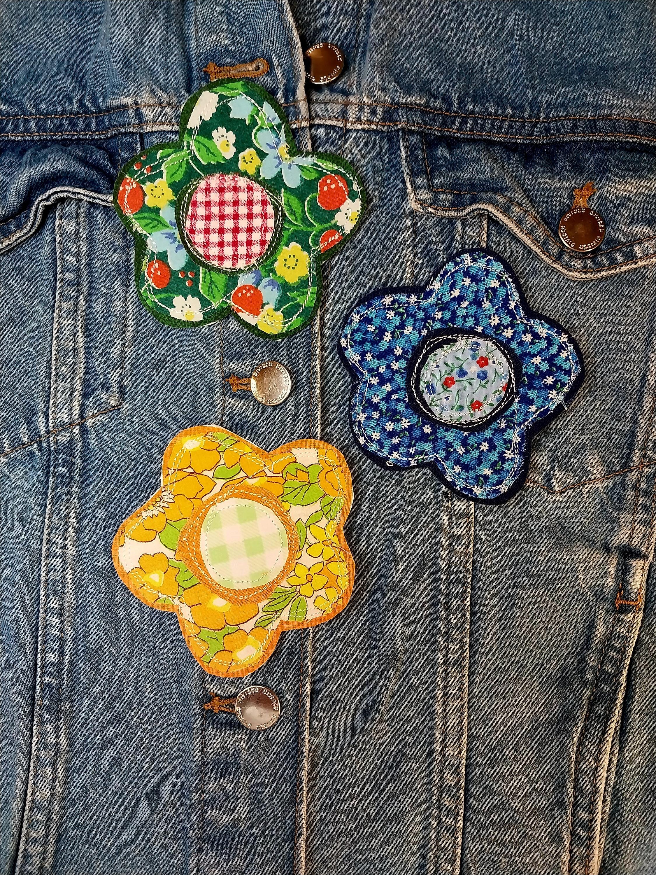 Denim Flower Patches: Retro Boho Iron-on Appliques - Etsy