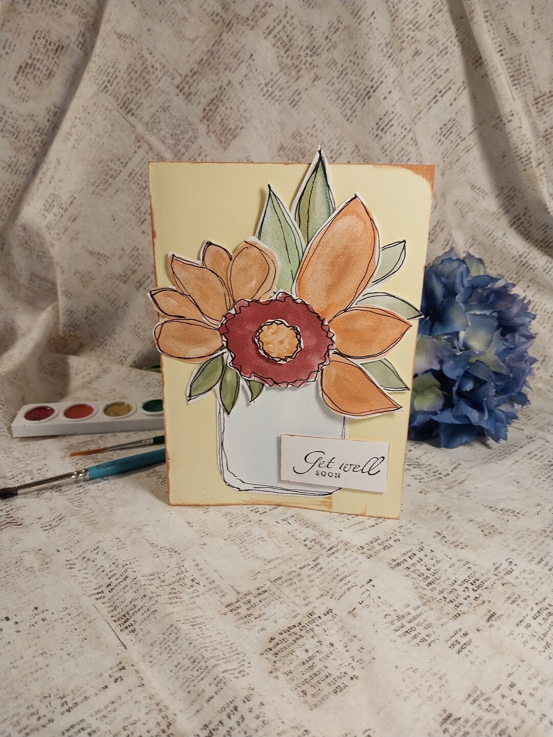 Get Well Card. Watercolor. Hand Painted and One of a Kind. Get - Etsy