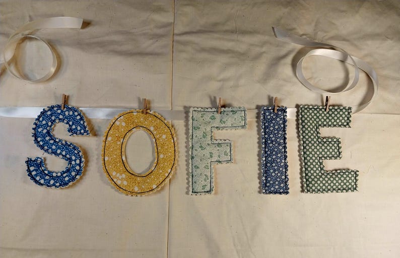 Puffy Quilted Letter Banner / Bunting. Handmade A-Z for Names & Words ...