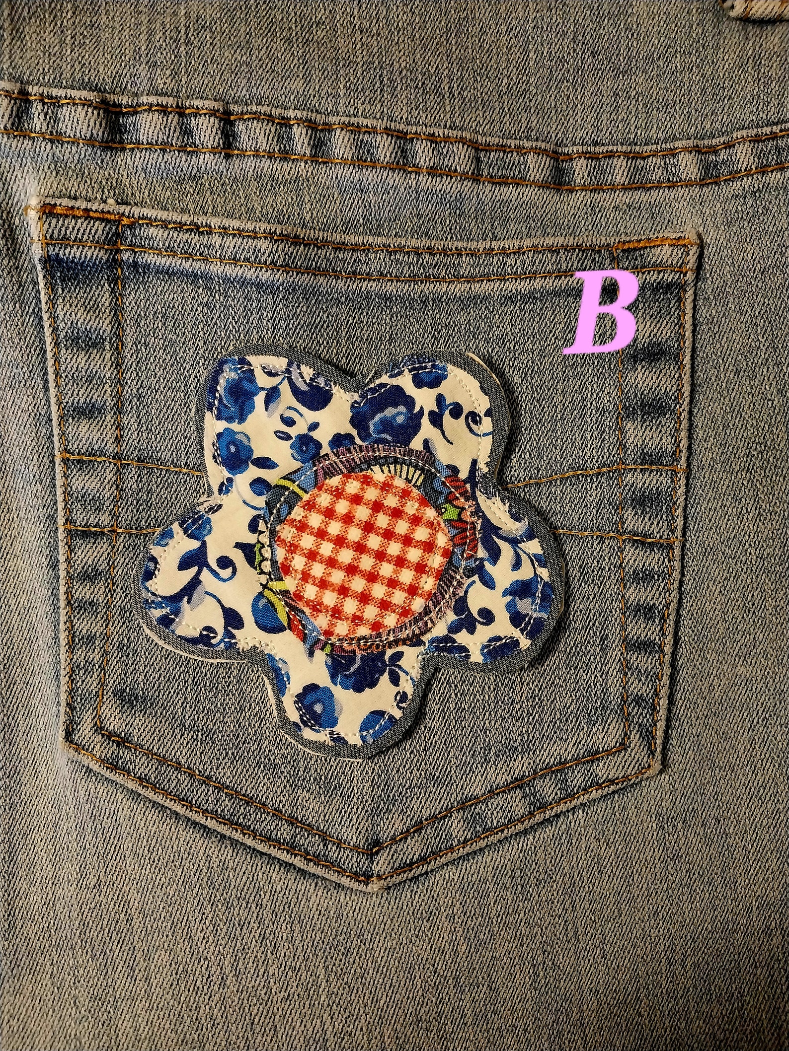 Jean Patch. Retro Flower Power Denim Repair. Iron on or Sew On. BOHO ...