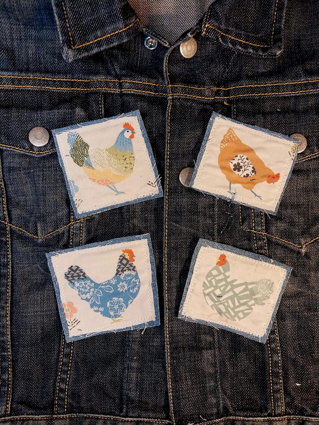 Chicken Jean Patches. Iron on or Sew On. BOHO Patch for Jeans. - Etsy