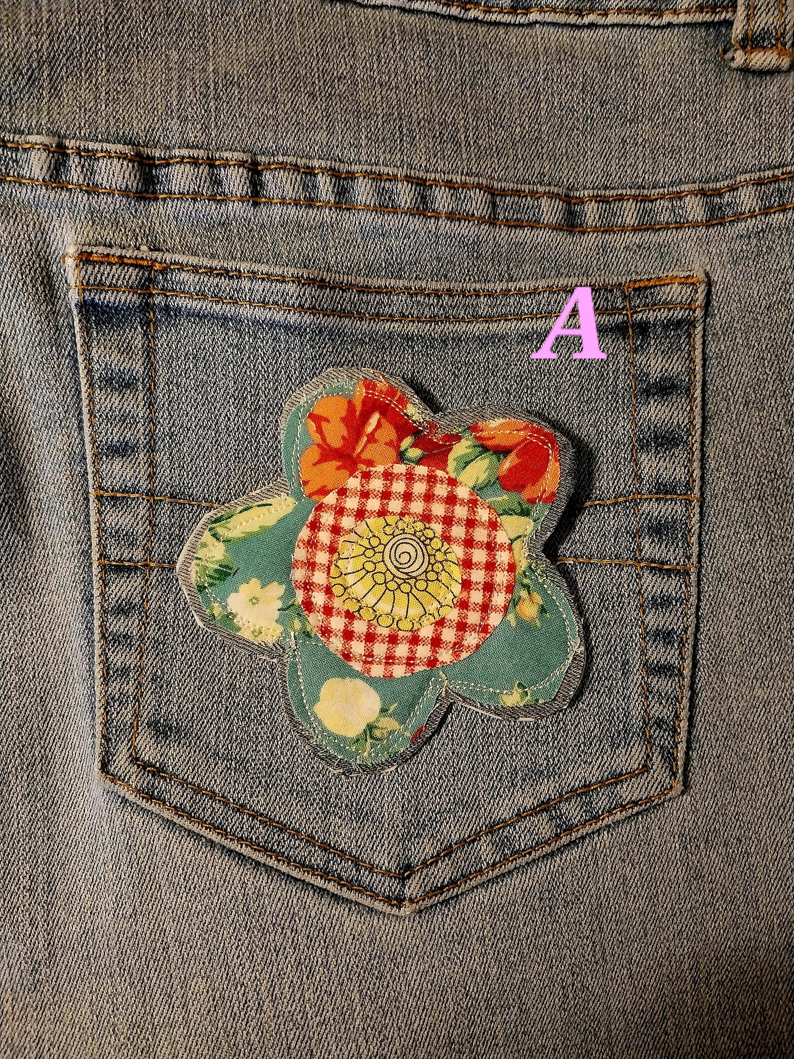 Jean Patch. Retro Flower Power Denim Repair. Iron on or Sew On. BOHO ...