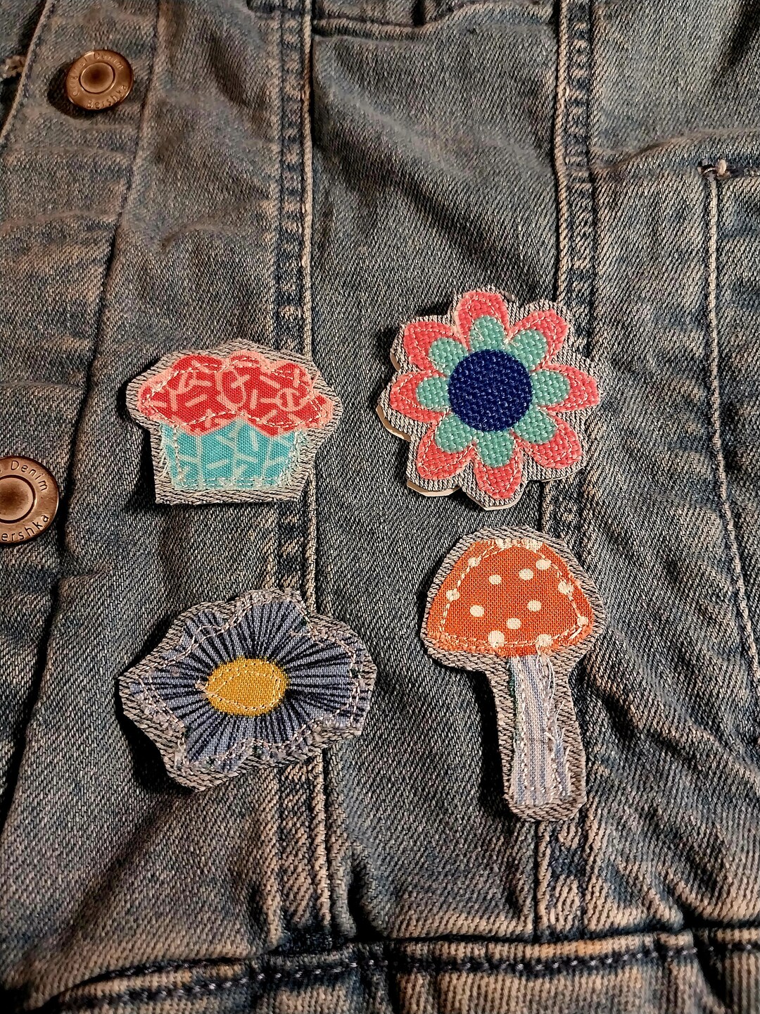 Jean Patch. Retro Flower Power Denim Repair. Iron on or Sew On. BOHO ...