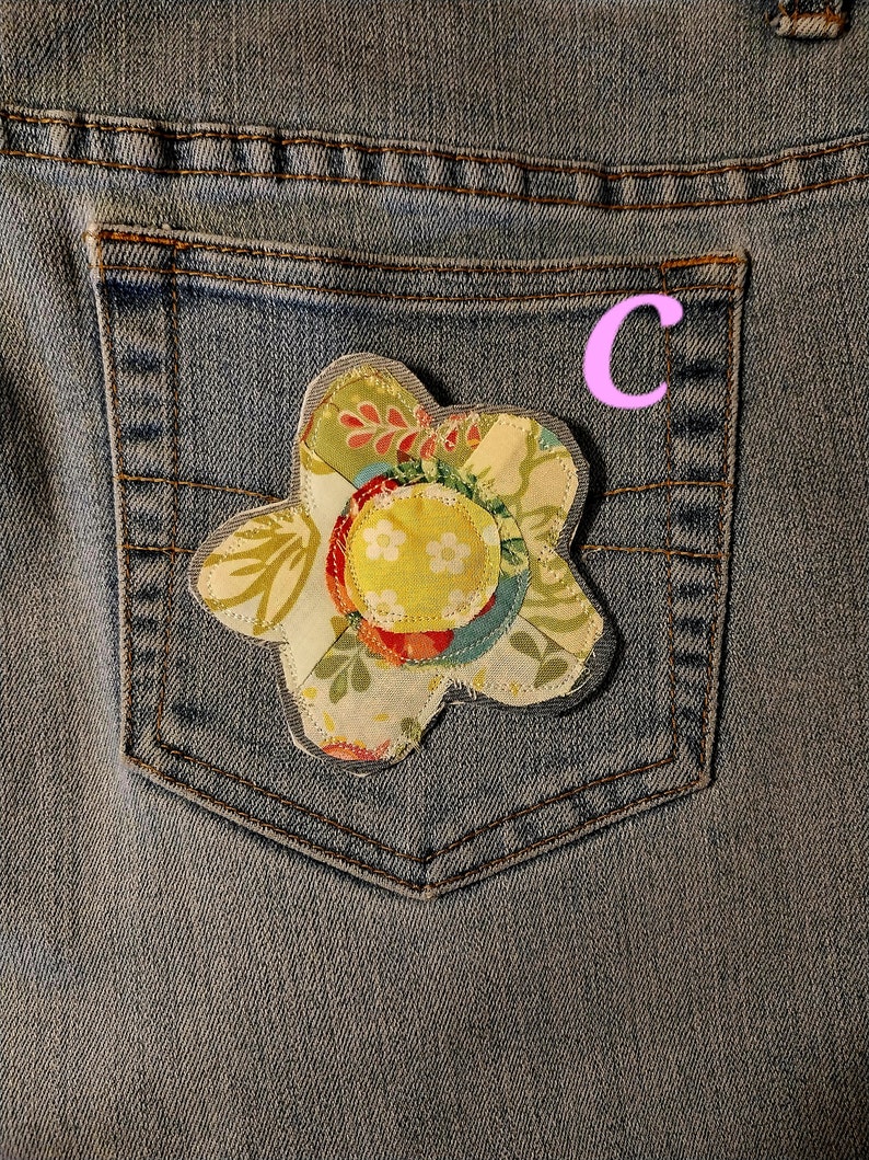 Jean Patch. Retro Flower Power Denim Repair. Iron on or Sew On. BOHO ...