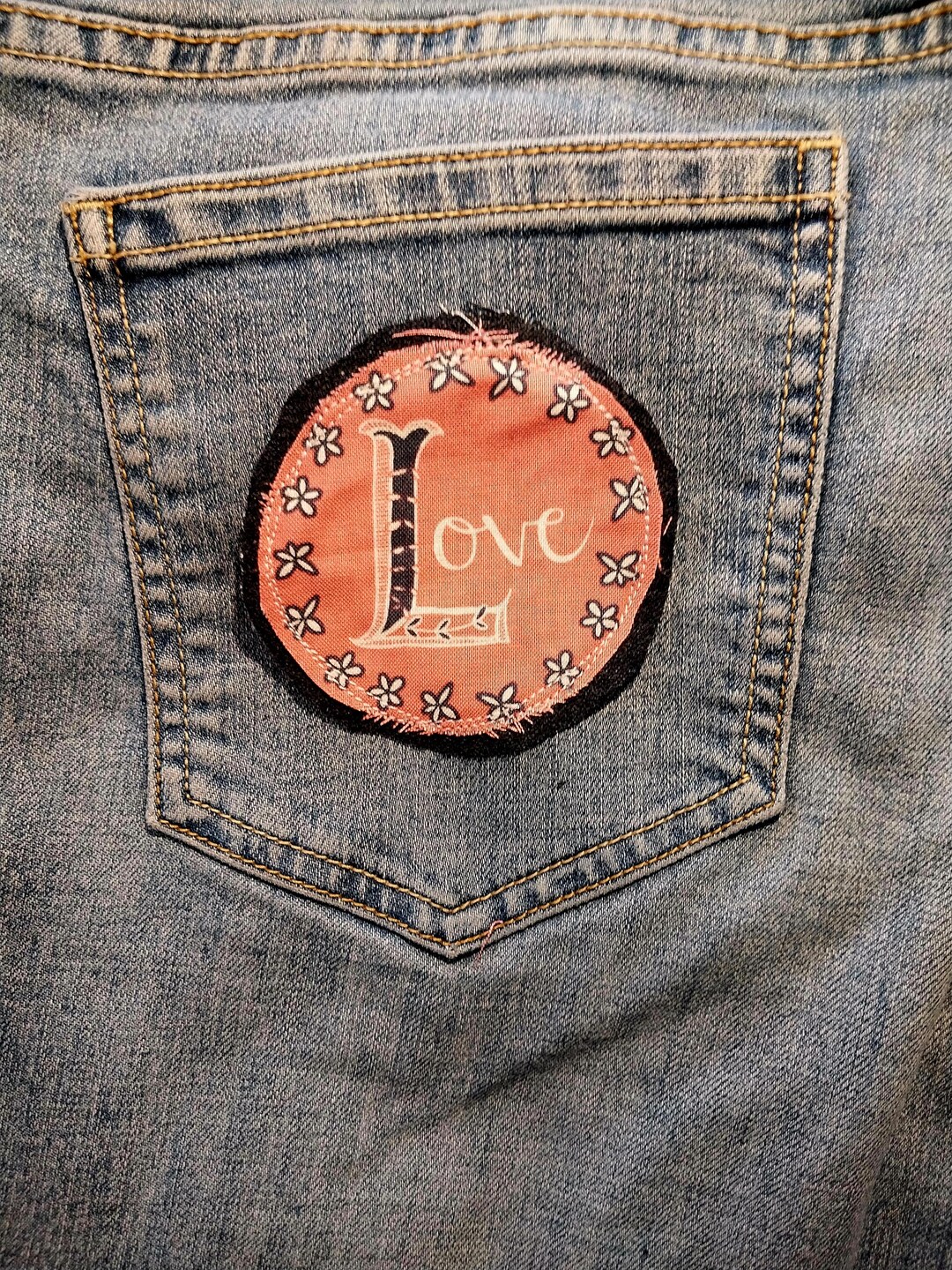 Jean Patch. LOVE Denim Repair. Iron on or Sew On. BOHO Patch for Jeans ...