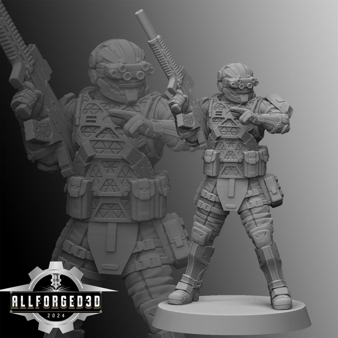 Frostbyte Cyberpunk Unit9 3D Printed RPG Sci-fi Miniature Mini Figure ...