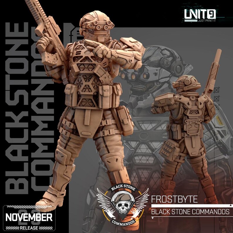 Frostbyte Cyberpunk Unit9 3D Printed RPG Sci-fi Miniature Mini Figure ...
