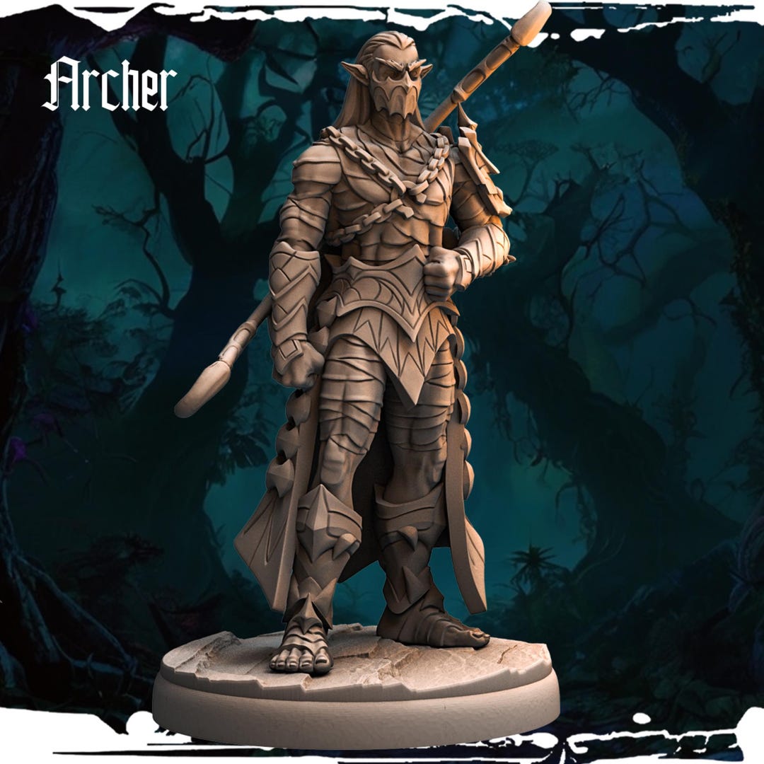 Dark Elf Archer Monolith Arts Army of Darkness D&D Mini Miniature - Etsy
