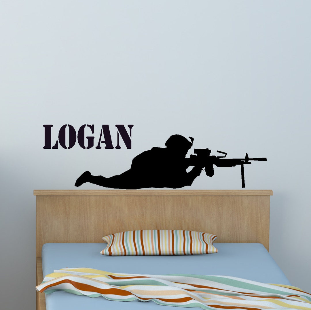 Soldier Wall Decal Boys Name Sticker Military Decal Teen Boys - Etsy