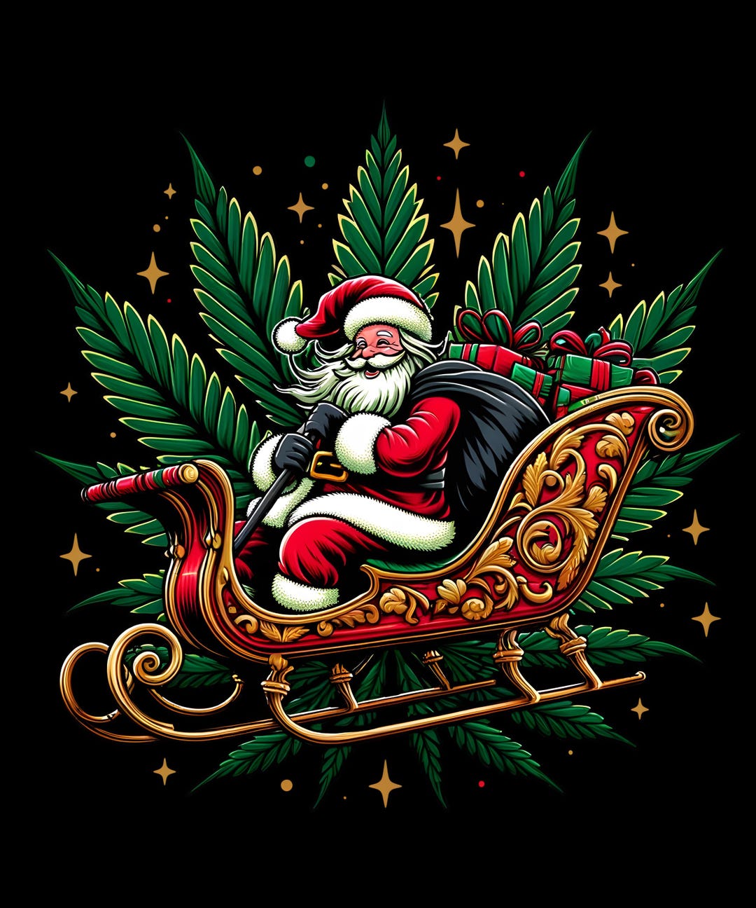 Santa High Transparent 420 Cannabis Stoner Weed Santa Instant Download ...