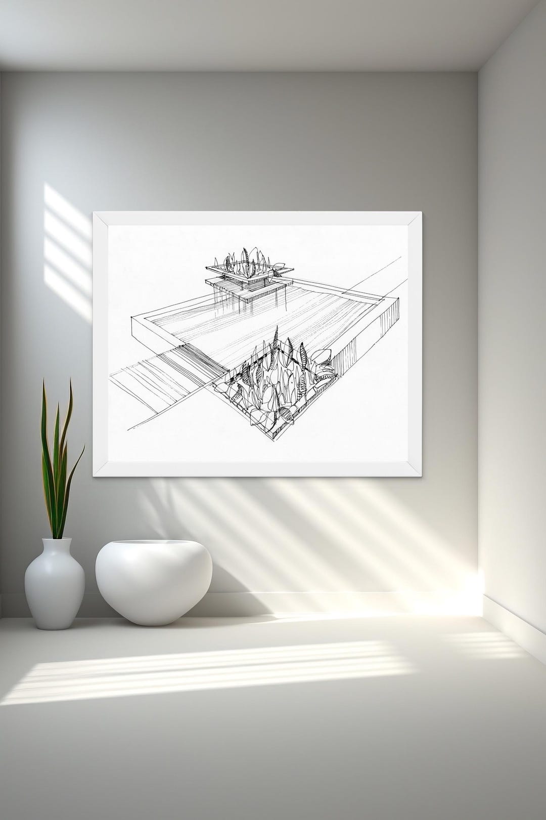 Grayscale Fountain Sketch, Hand-drawn Fountain, Fountain Illustration ...