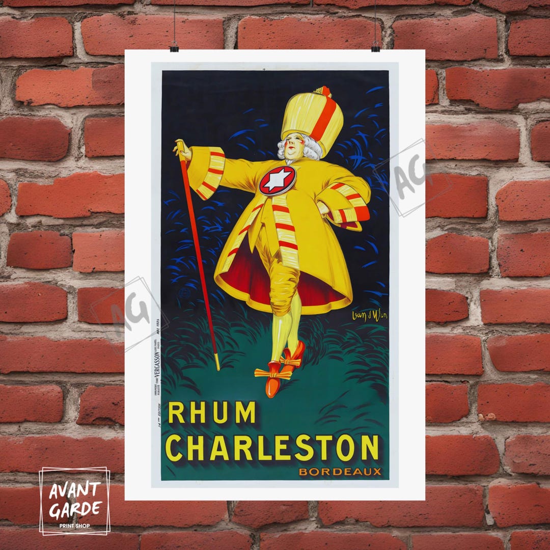 Vintage French Poster Rhum Charleston Bordeaux Reproduction Print ...