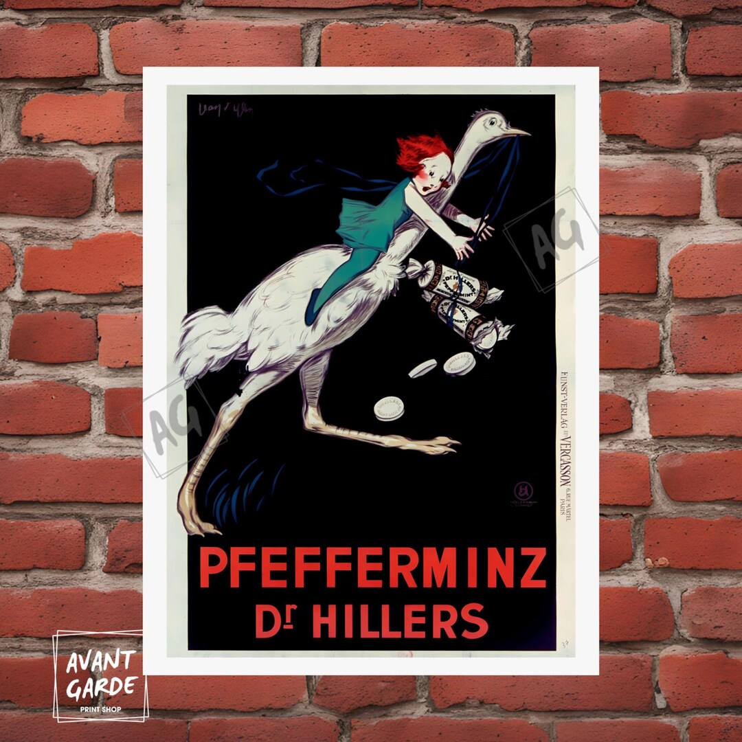 Vintage Advertisement Poster French Ad Mints Candy Child Riding Goose ...