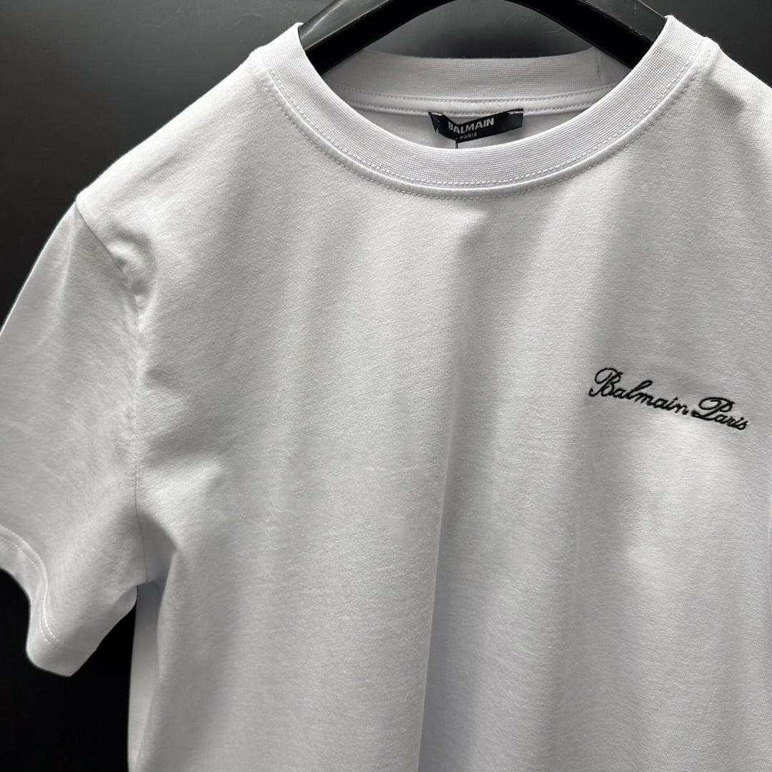 Balmain White T-shirt With Handwritten Logo Embroidery Heart&back Size ...