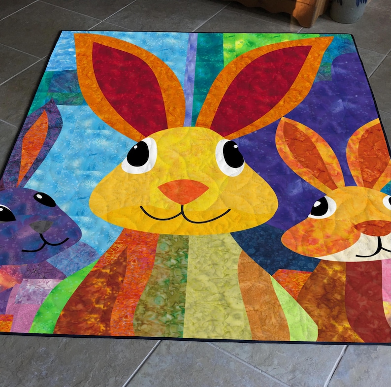 Rainbow Rabbits Quilt Pattern - Etsy