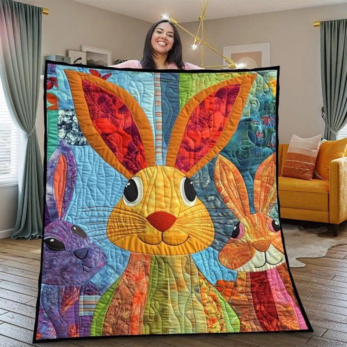 Rainbow Rabbits Quilt Pattern - Etsy