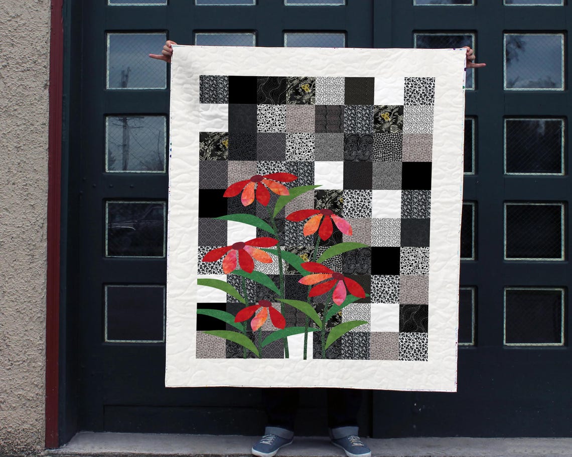 Concrete Wildflowers Quilt Pattern: Floral Appliqué (printed Pattern) - Etsy