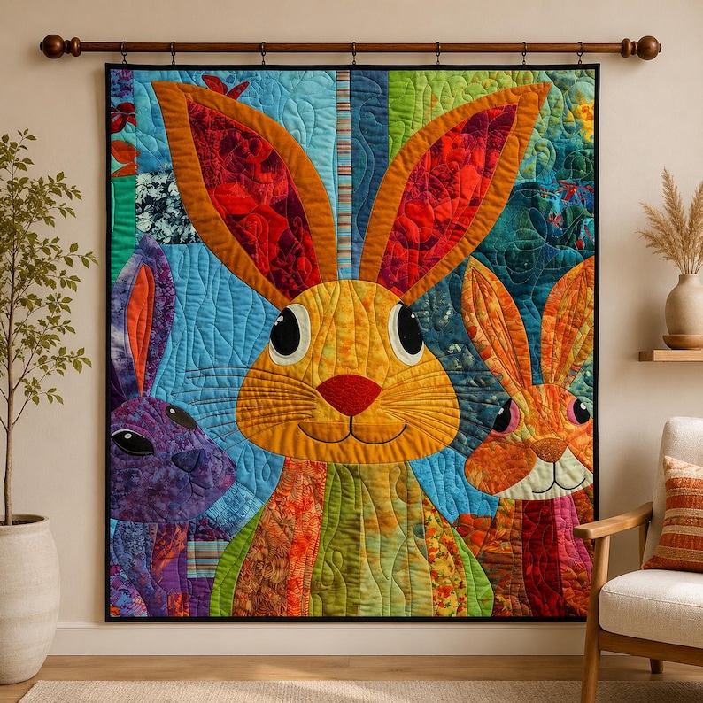 Rainbow Rabbits Quilt Pattern - Etsy