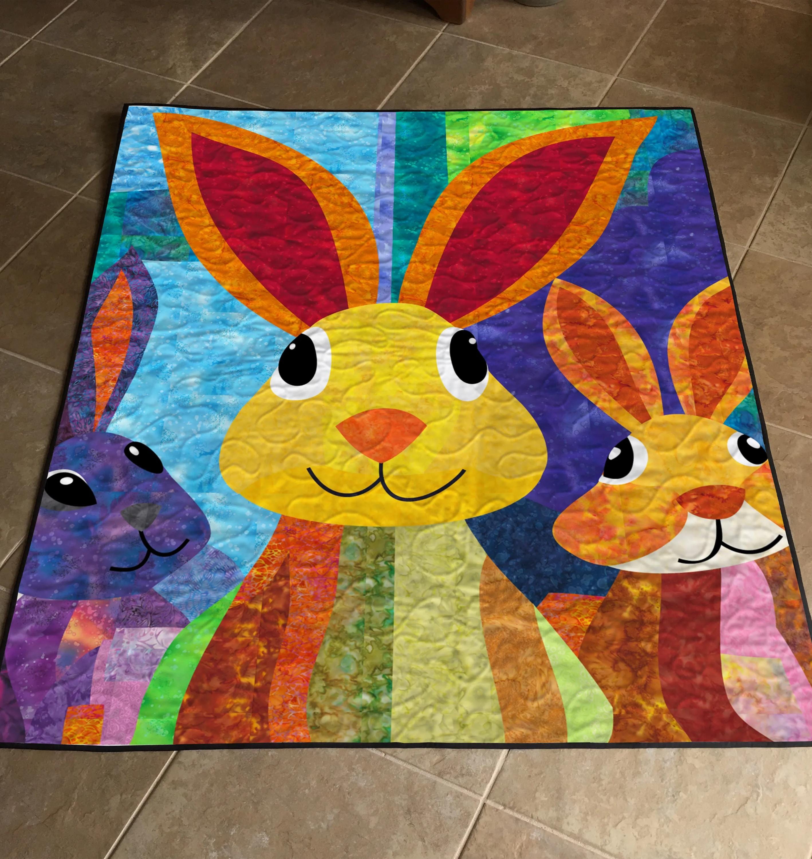 Rainbow Rabbits Quilt Pattern - Etsy