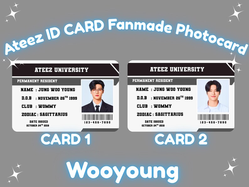 Ateez ID Card Style Fanmade KPOP Photocards - Etsy