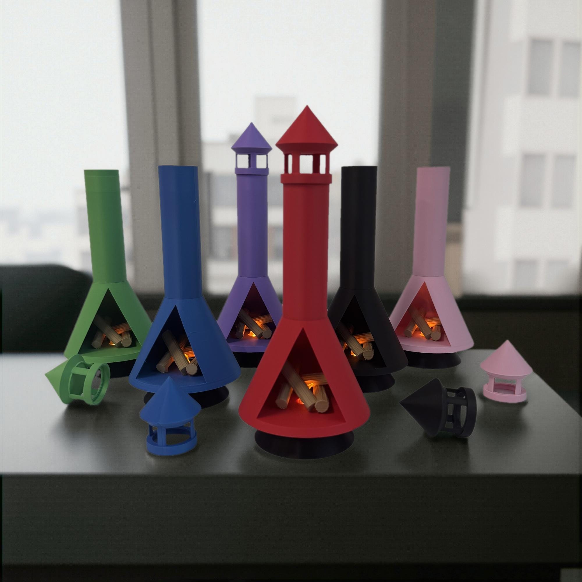 Mini Mid Century Fireplace Lamp, 3D Printed LED Night Light, Retro ...