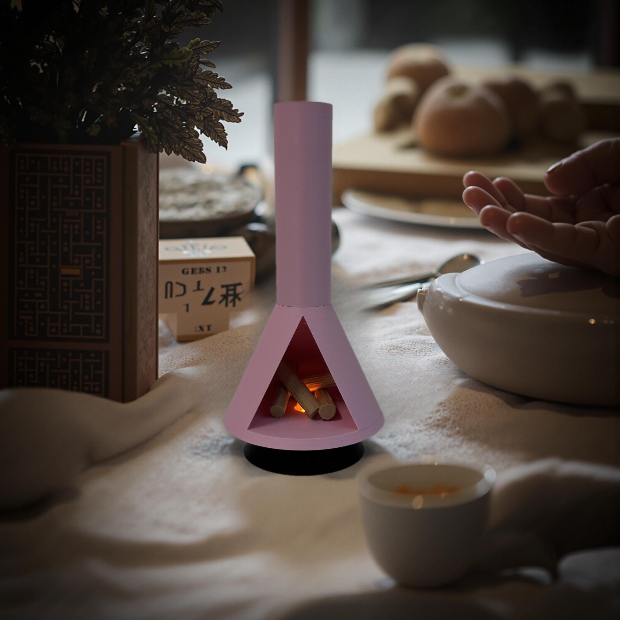 Mini Mid Century Fireplace Lamp, 3D Printed LED Night Light, Retro ...