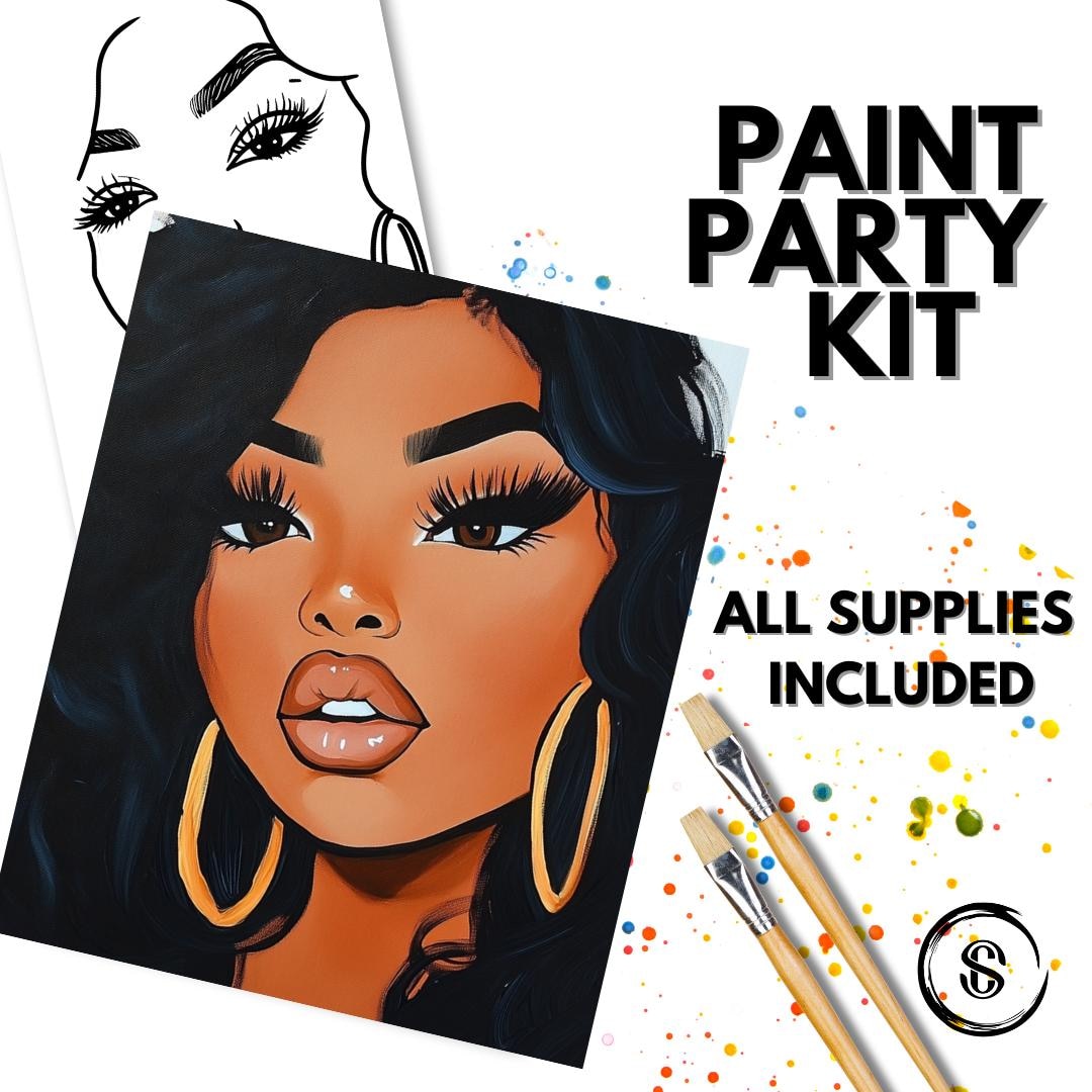 Girls Night Painting Kit, Black Women Art for Sip and Paint Parties - Etsy