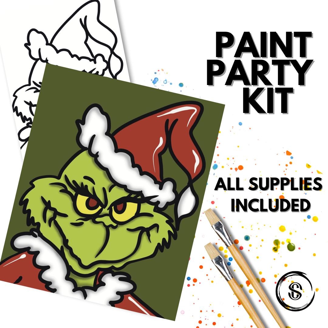 Grinch Paint Kit – DIY Christmas Painting Set for Sip and Paint ...