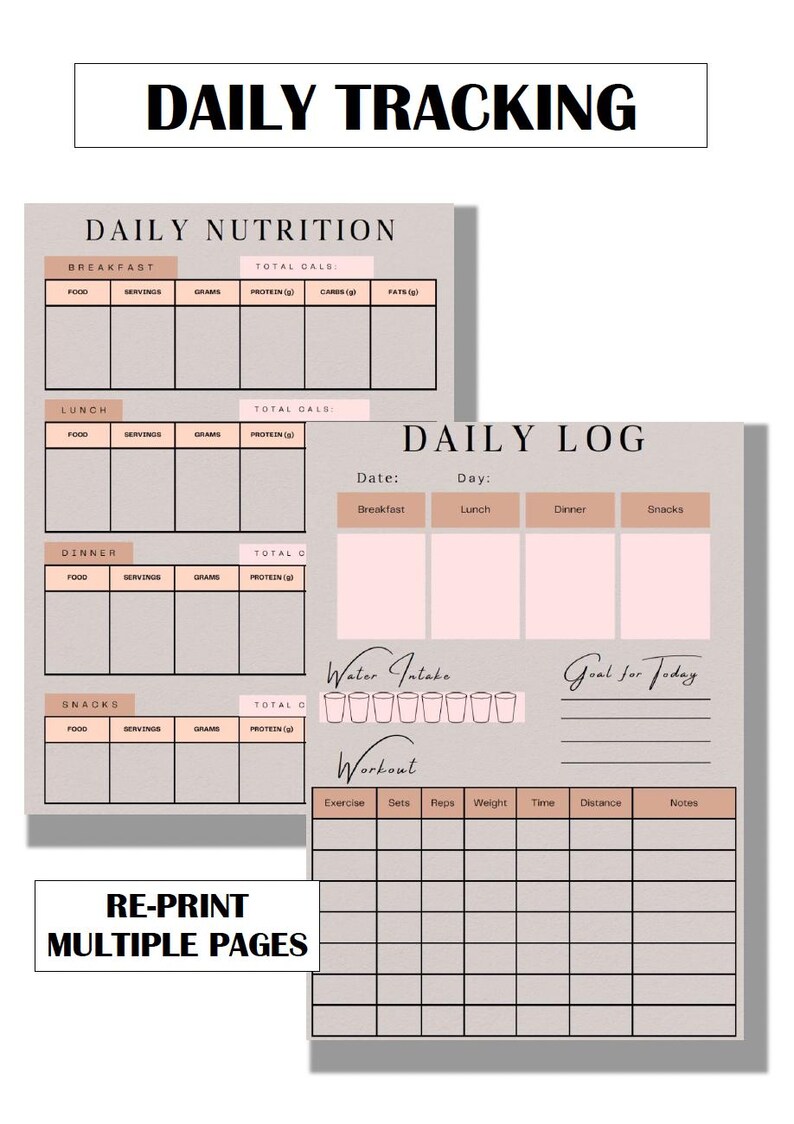 Women's Printable Fitness Journal Planner, Weight Loss, Strength ...
