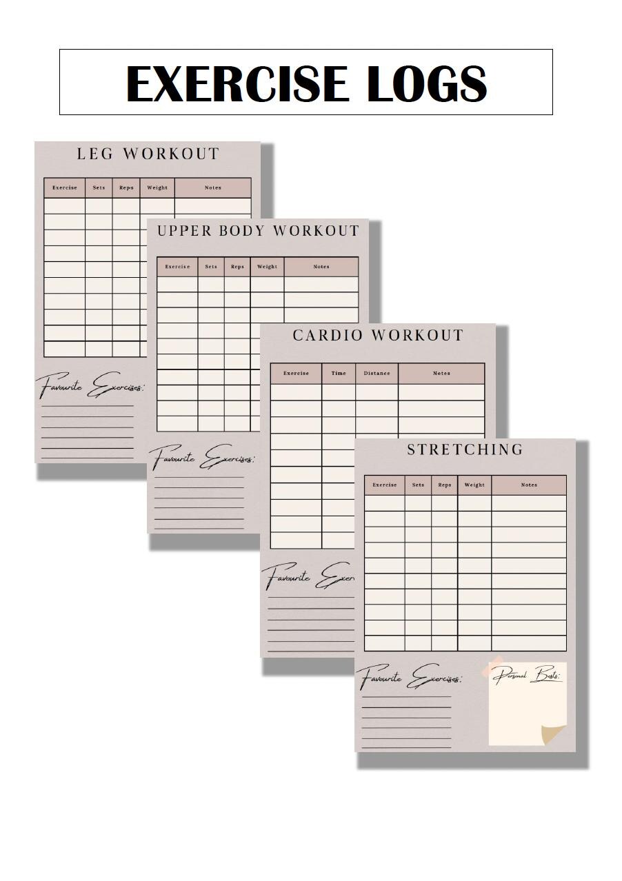 Women's Printable Fitness Journal Planner, Weight Loss, Strength ...