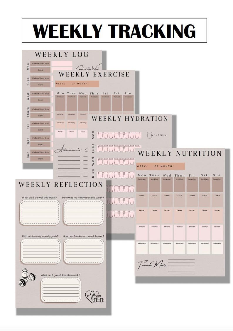 Women's Printable Fitness Journal Planner, Weight Loss, Strength ...