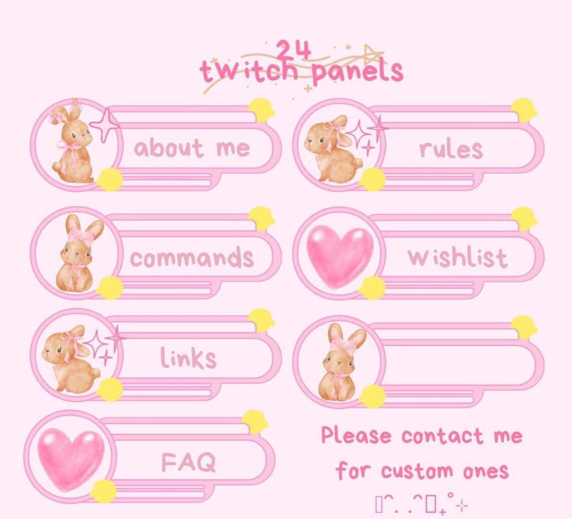 24 Pink Coquette Bunny Twitch Panels | Cute Kawaii Twitch Panels ...