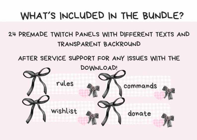 24 Coquette Twitch Panels Pink & Black Ribbons | Kawaii Pastel Goth ...