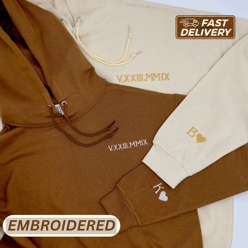Custom Embroidered Roman Numeral Hoodie • Personalized Date and Initial ...