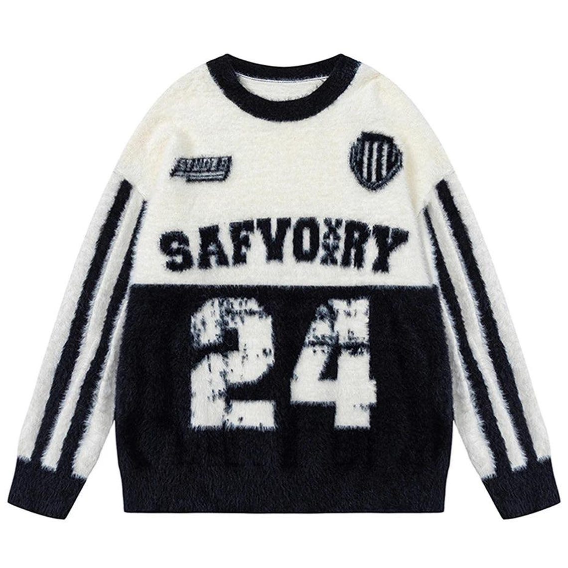 2024 Men's Streetwear Hip Hop Sweaters Color Block Patchwork Oversized ...
