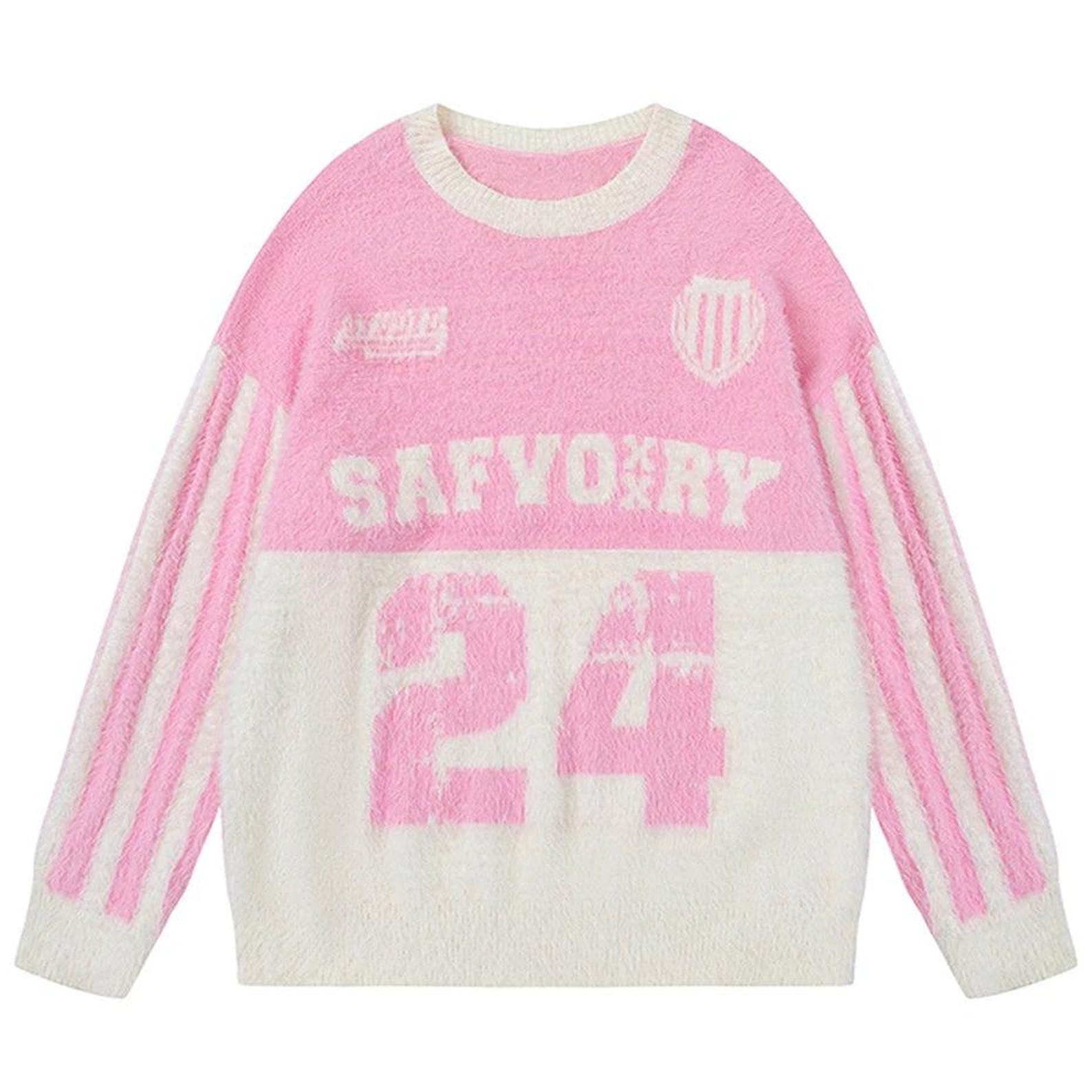 2024 Men's Streetwear Hip Hop Sweaters Color Block Patchwork Oversized ...