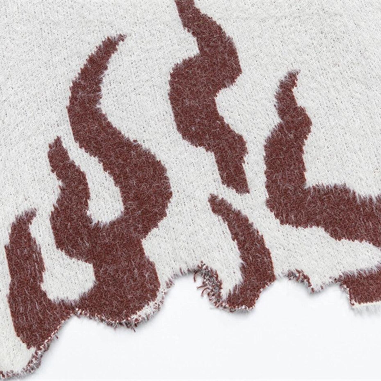 Streetwear Hip Hop Men Sweater Fire Graphic Irregular Hem Black Loose ...