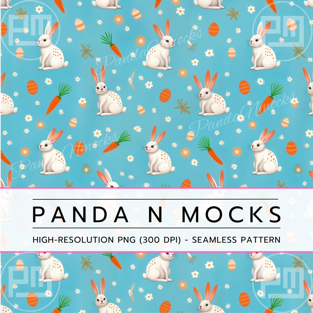 Cute Easter Bunny Seamless Pattern | Spring Rabbit Carrot Digital Paper ...