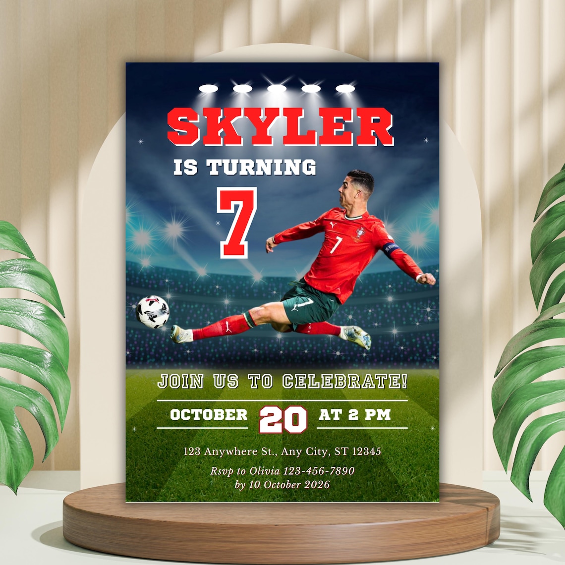 Cristiano Ronaldo Birthday Invitation, Editable Soccer Party Invite ...