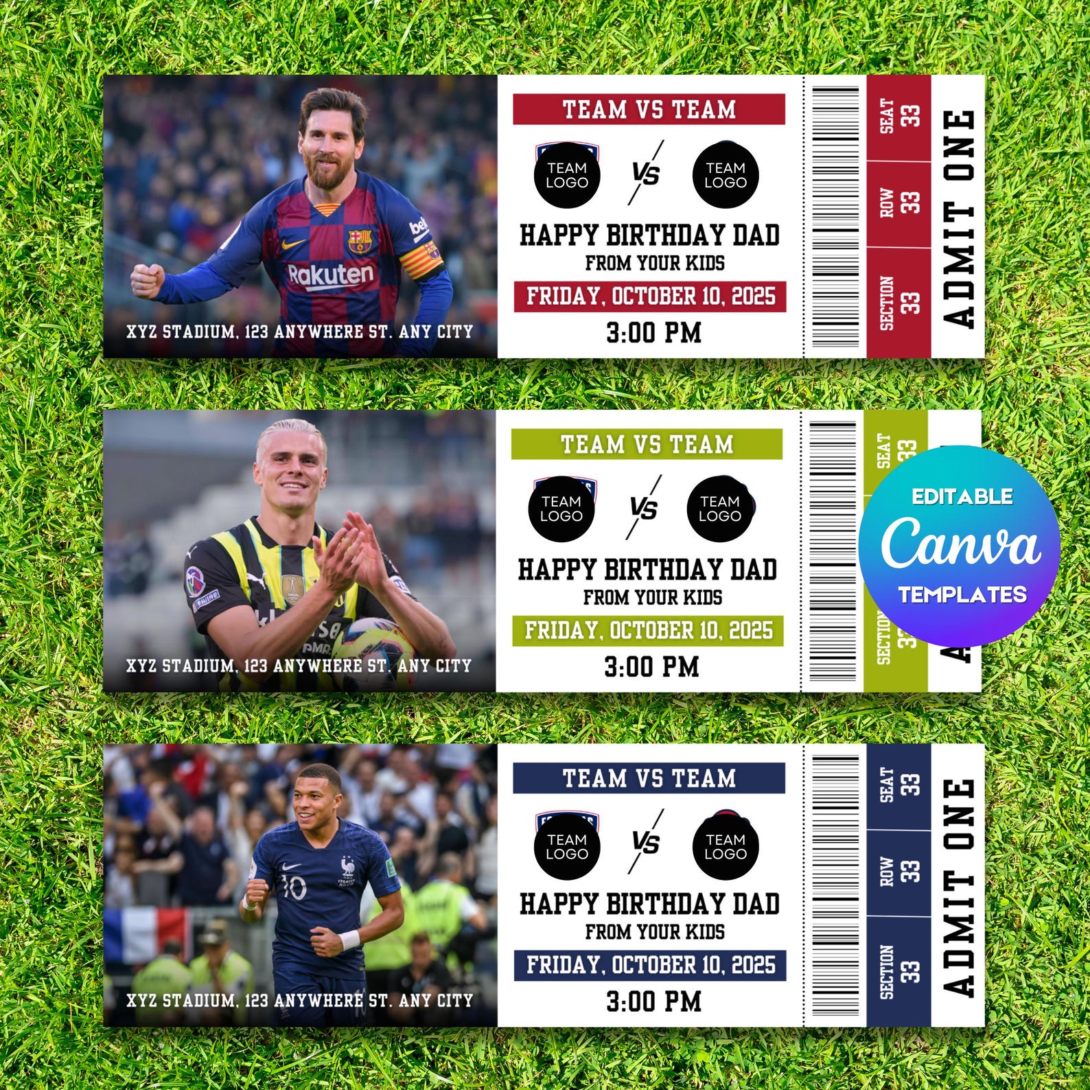 Editable Soccer Game Ticket Template, Custom Soccer Surprise Game ...