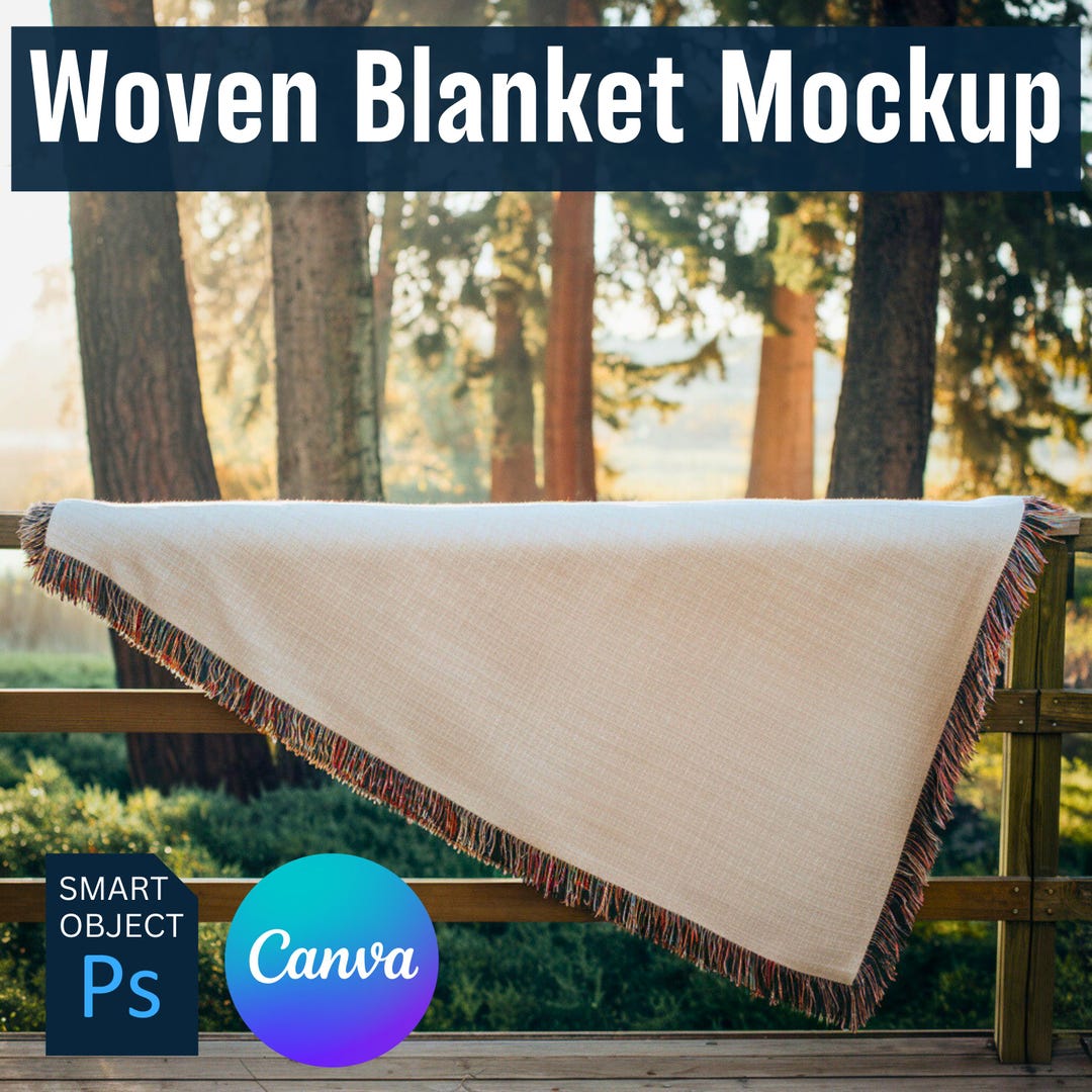 Woven Blanket Mockup Bundle Canva Photoshop Smart Object Woven Throw ...