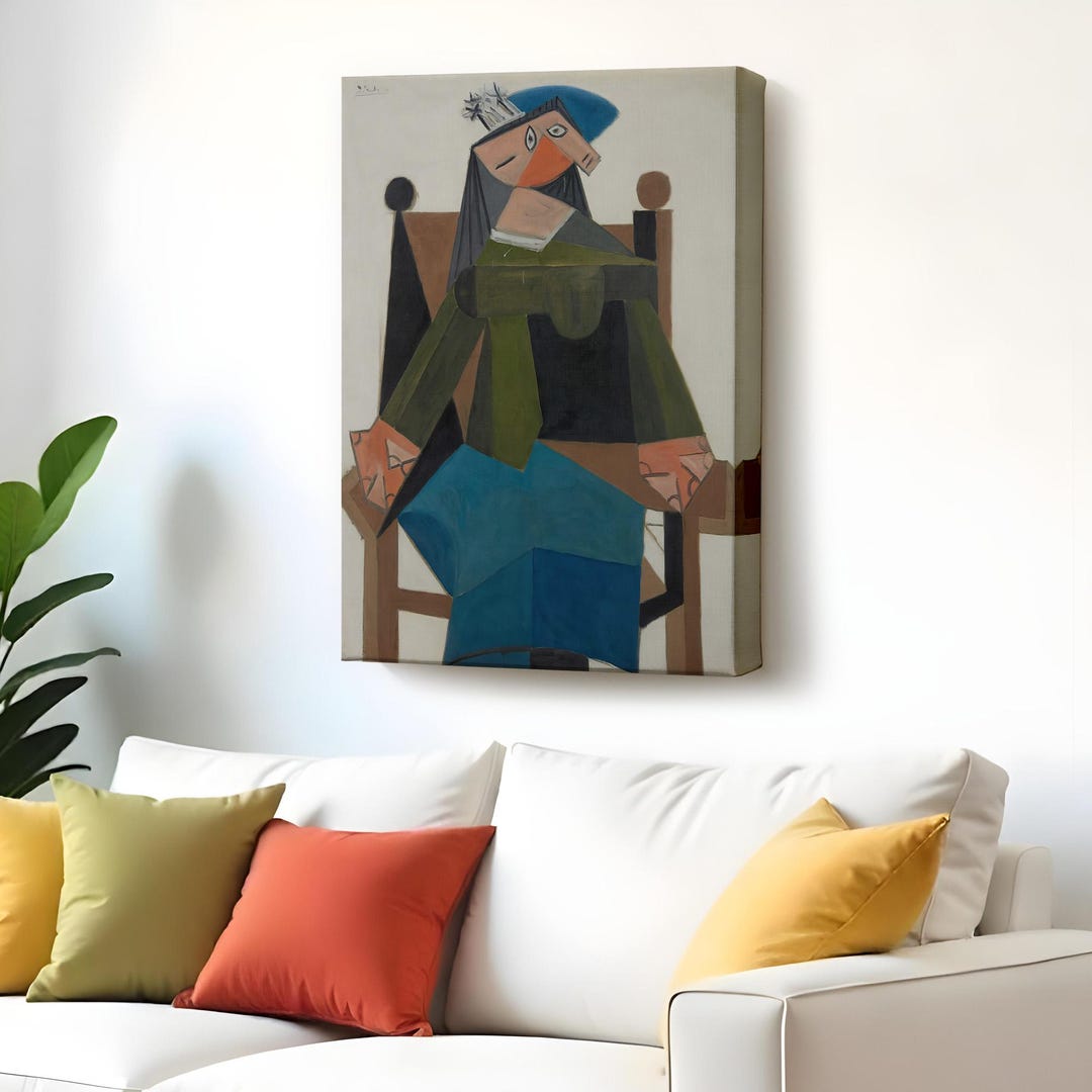 Pablo Picasso - Abstract Woman Sitting İn A Chair, Framed Canvas Wall ...