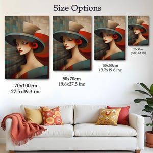 Vintage Beautiful Woman Canvas Painting, İllustration Canvas Wall Art ...