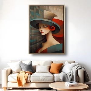 Vintage Beautiful Woman Canvas Painting, İllustration Canvas Wall Art ...
