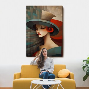Vintage Beautiful Woman Canvas Painting, İllustration Canvas Wall Art ...