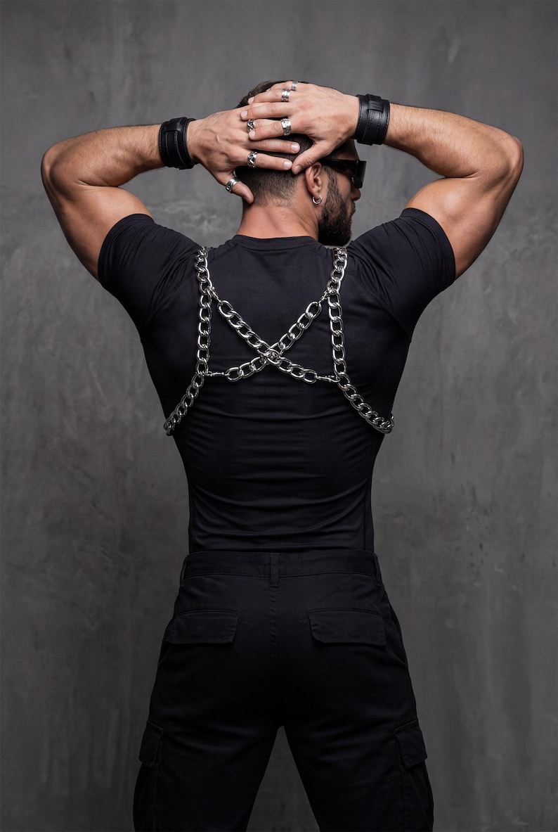 Men's Chain Shoulder Harness - Metal Body Jewelry - Rave Festival Accessory - Goth Kink Gear - Etsy