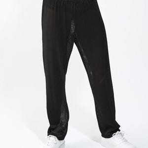 Men’s Black Sheer Pants – Translucent Loose Trousers, Lightweight ...