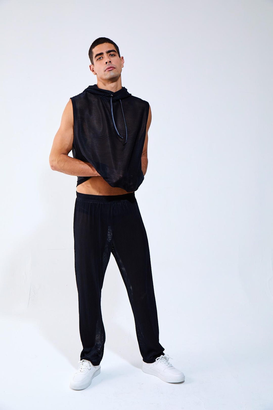 Men’s Black Sheer Pants – Translucent Loose Trousers, Lightweight ...
