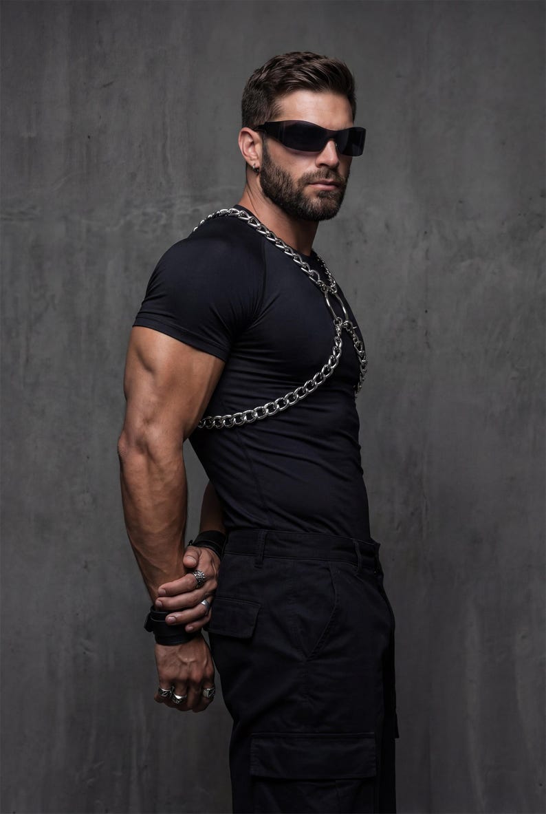 Men's Chain Shoulder Harness - Metal Body Jewelry - Rave Festival Accessory - Goth Kink Gear - Etsy